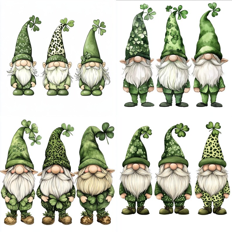 24 St Patricks Day Gnome Clipart Set, Lucky Gnome PNG, Cute Gnome ...
