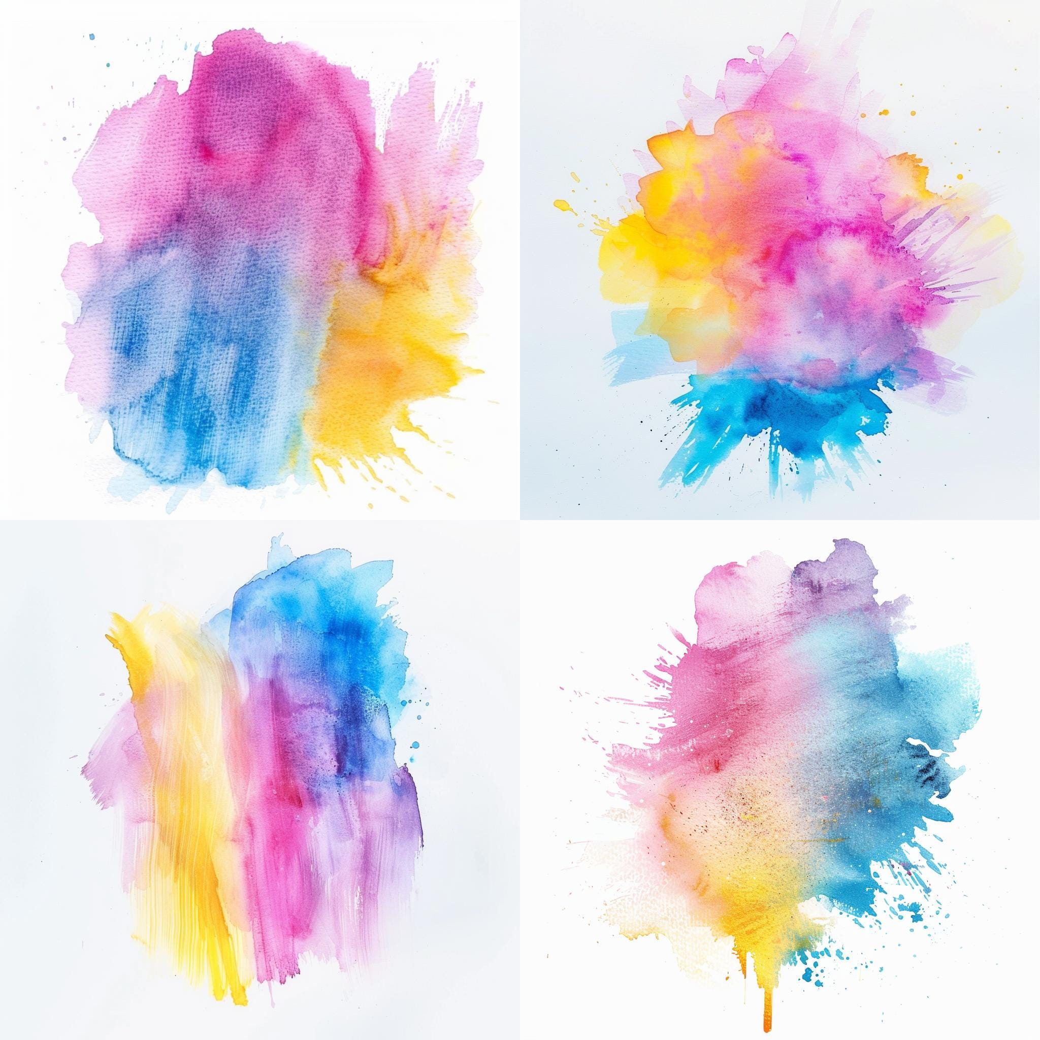 24 Watercolor Splash Clipart, Colorful Abstract Art, Creative ...