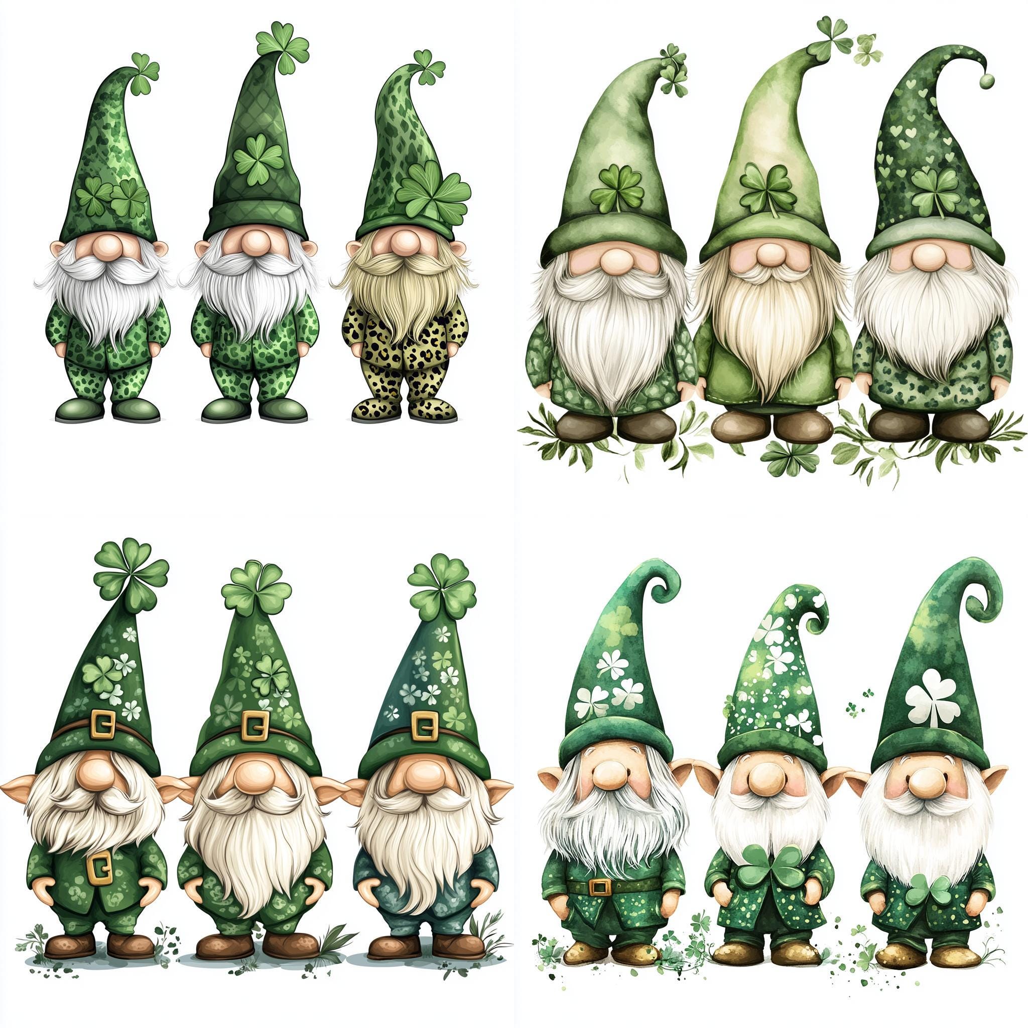 24 St Patricks Day Gnome Clipart Set, Lucky Gnome PNG, Cute Gnome ...