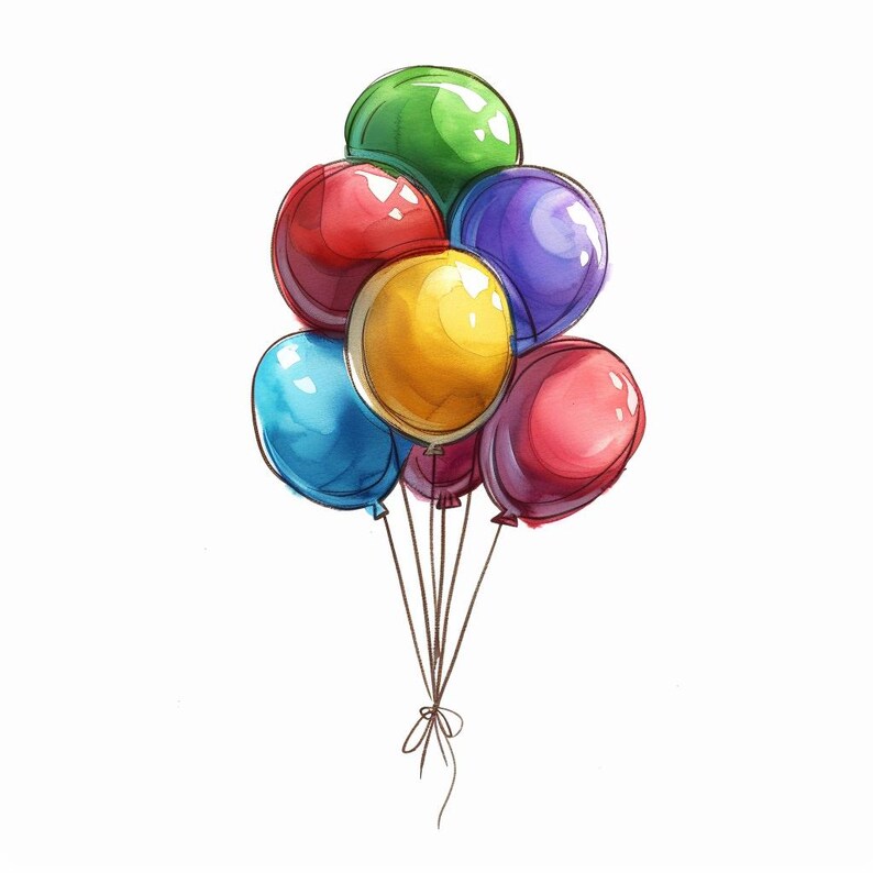 24 Colorful Balloon Clipart, Cute Child Illustration, Printable Art for ...