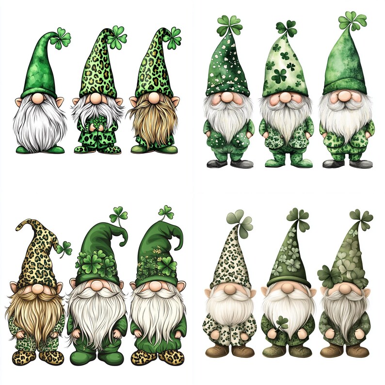 24 St Patricks Day Gnome Clipart Set, Lucky Gnome PNG, Cute Gnome ...