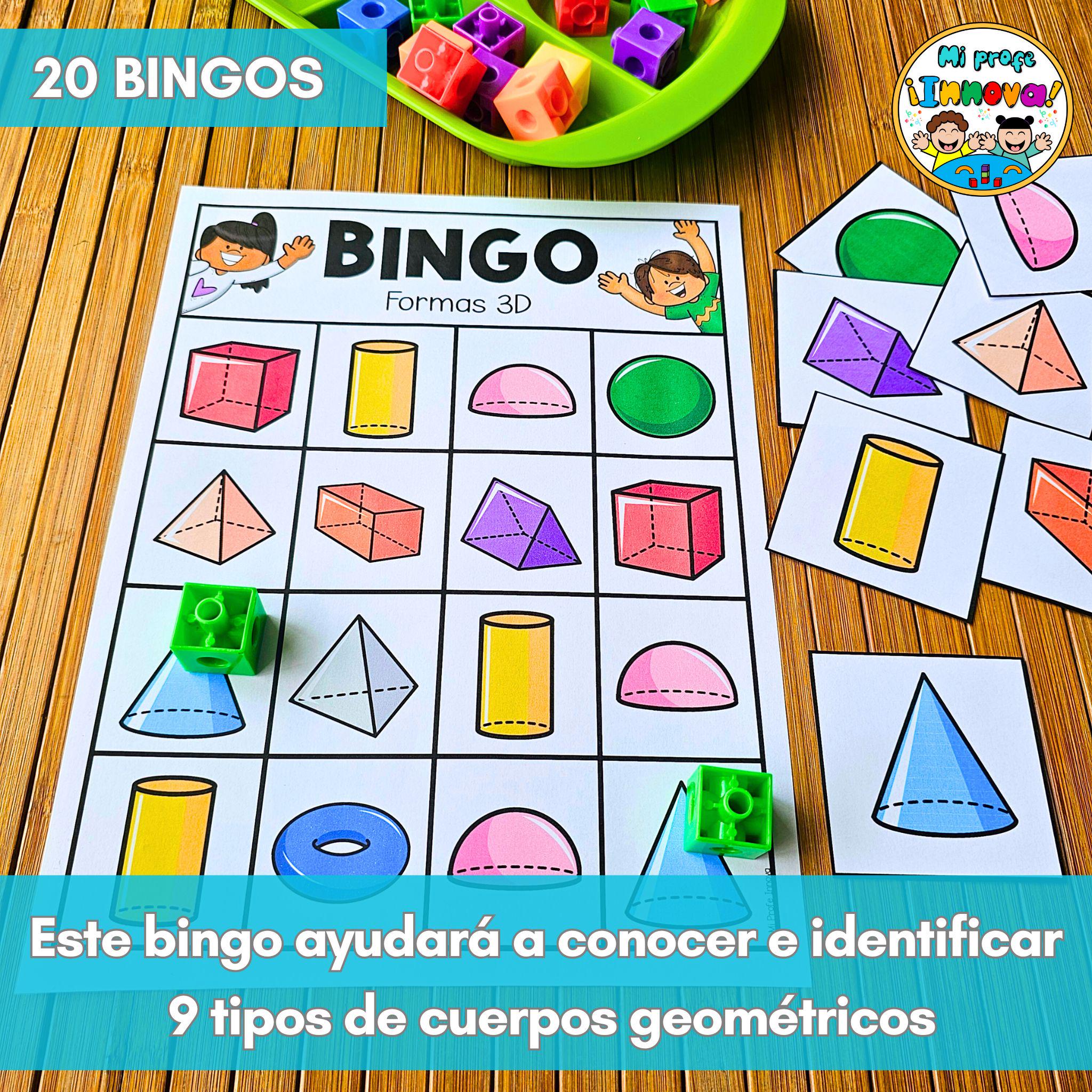 3D Shapes Bingo Game - Cards in Spanish - Printable for Preschool ...