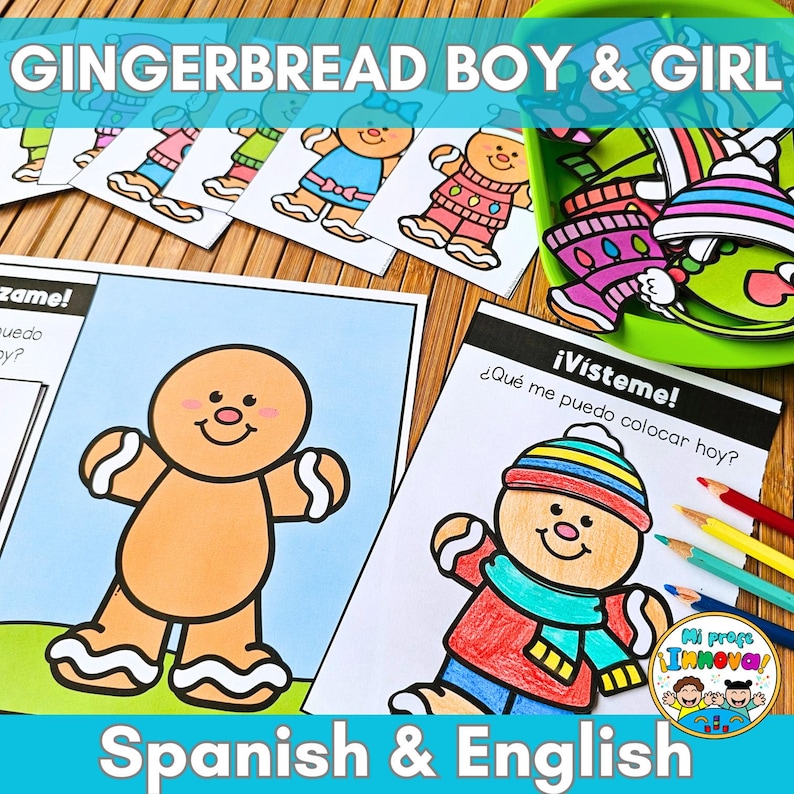 The Gingerbread Girl & Boy Activities Bilingual Center and Craft ...