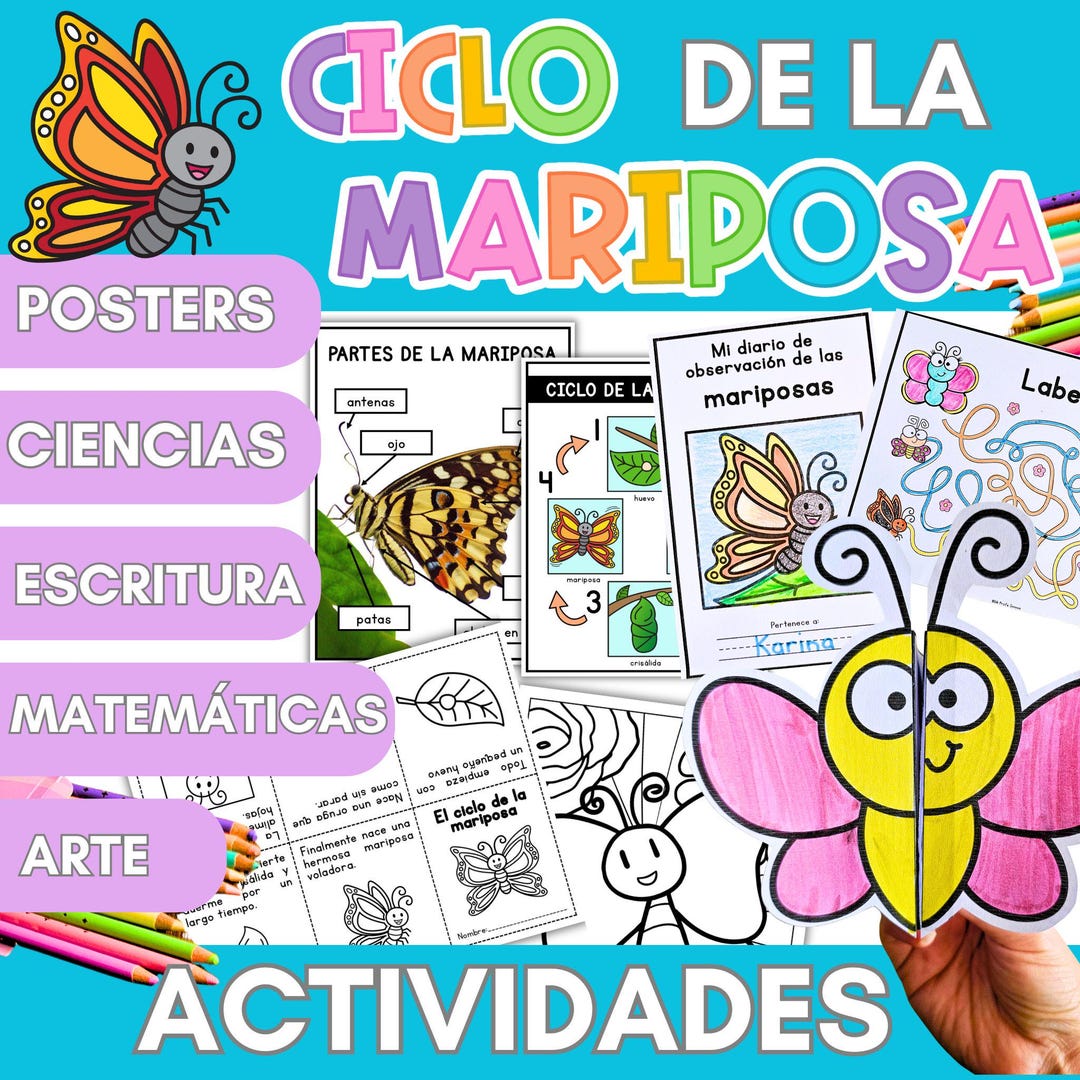 Butterfly Life Cycle in Spanish – Activities & Craft for Kindergarten ...