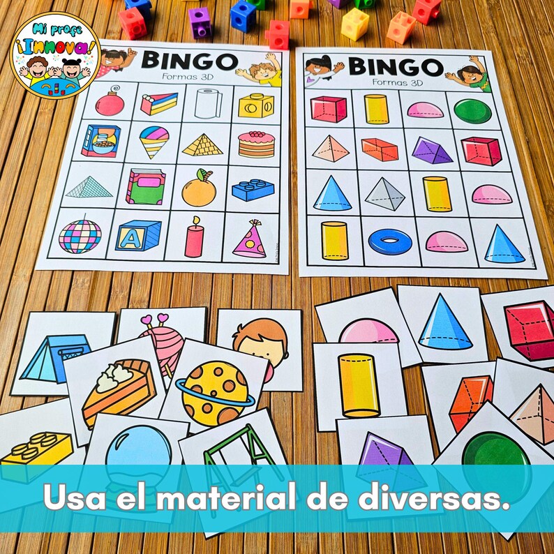 3D Shapes Bingo Game - Cards in Spanish - Printable for Preschool ...