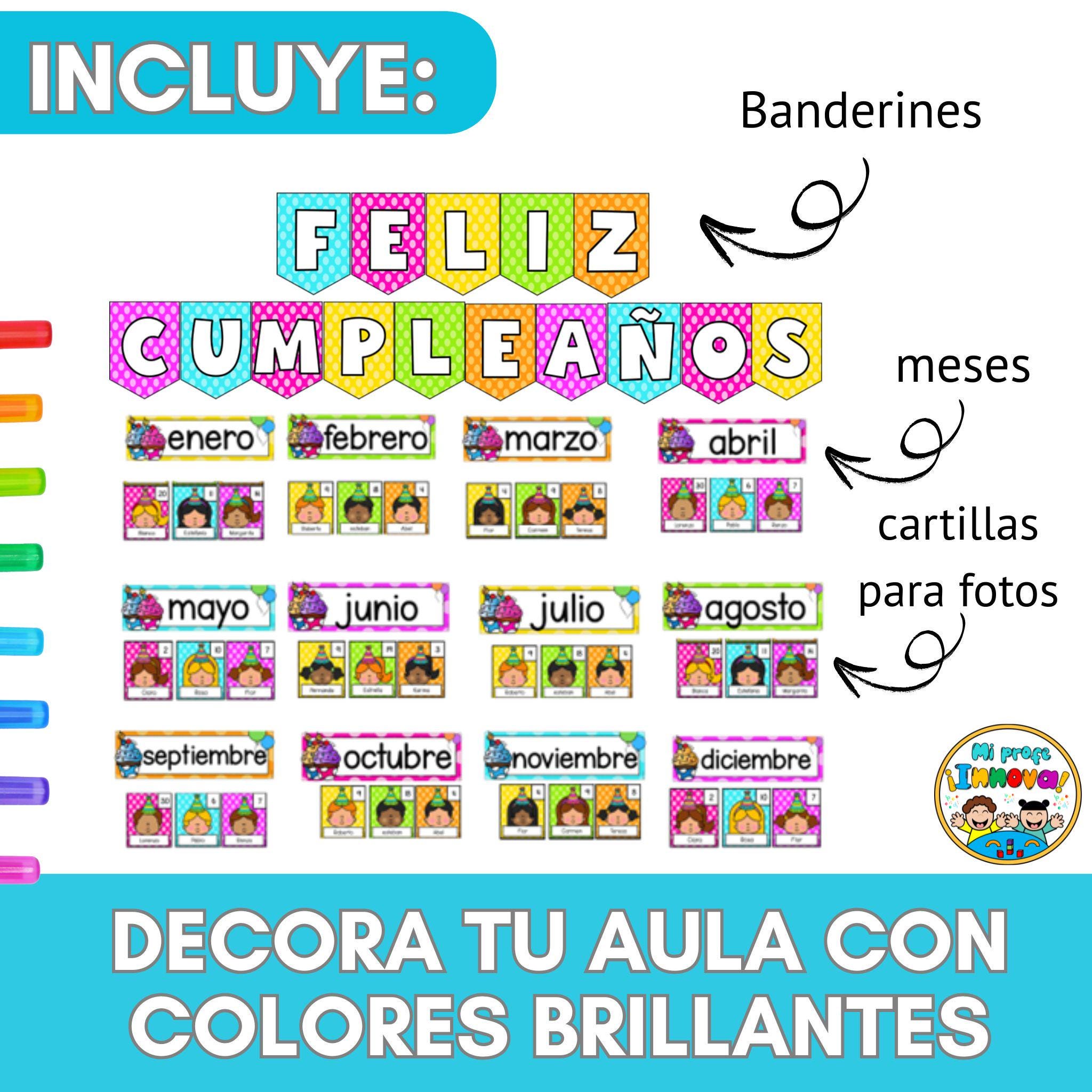 Editable Spanish Birthday Mural - Classroom Decor Brigth - Back to ...