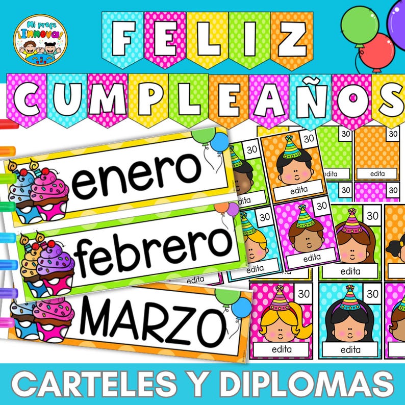 Editable Spanish Birthday Mural - Classroom Decor Brigth - Back to ...