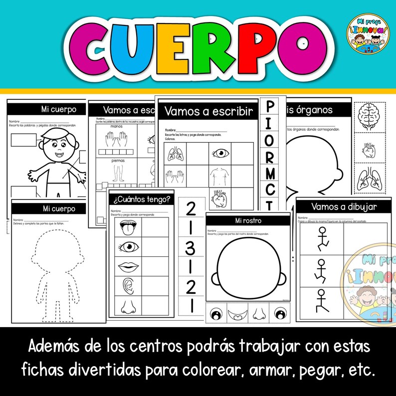 Partes Del Cuerpo - Spanish Body Parts Printable & Worksheets - Human ...