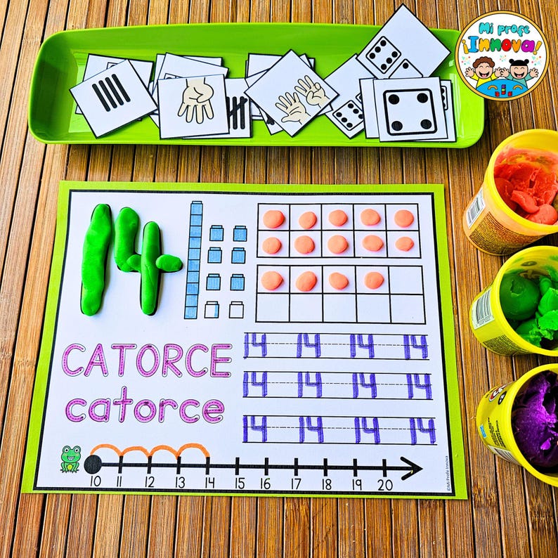 Numbers 1 to 20 Activities in Spanish – Playdough Mats for Preschool ...