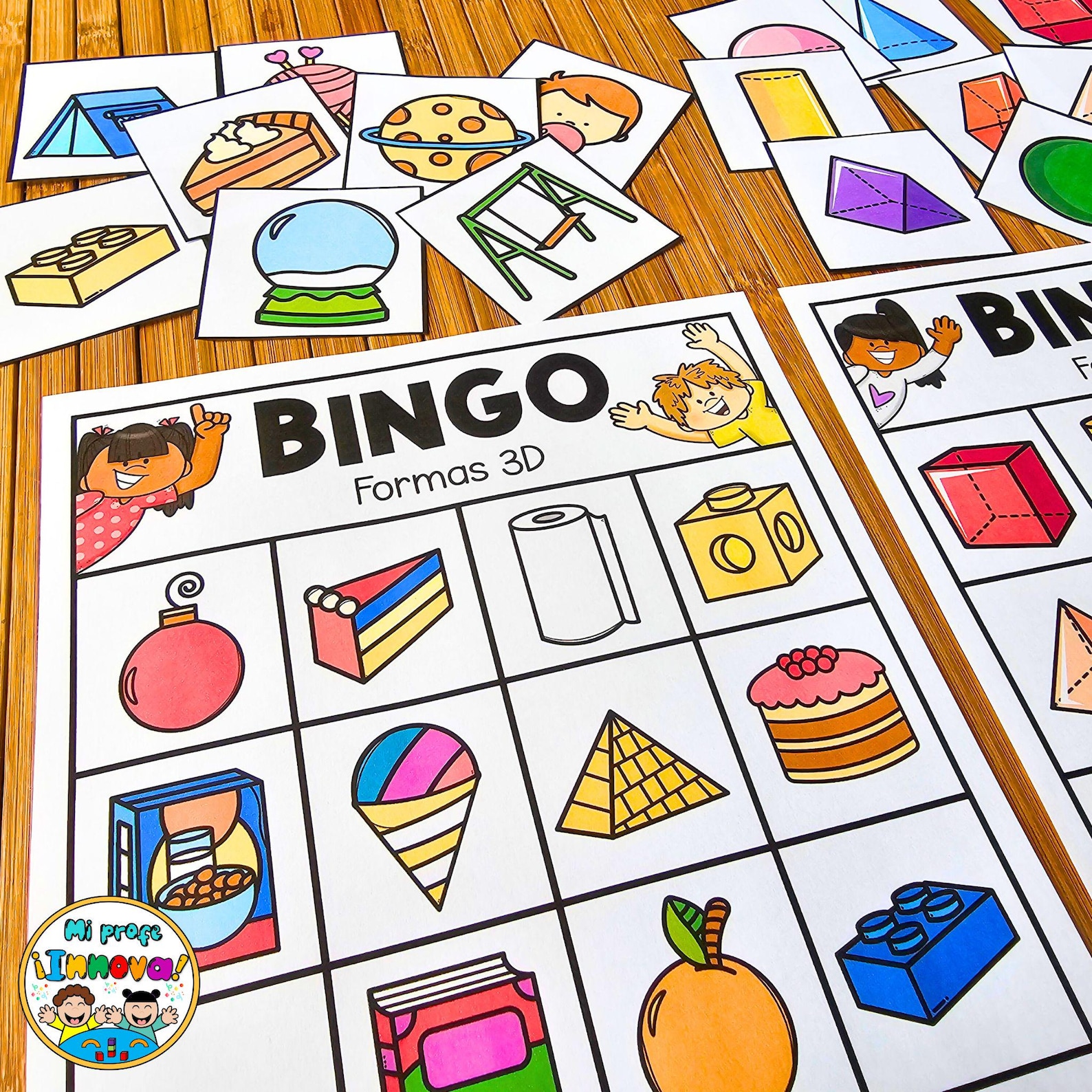 3D Shapes Bingo Game - Cards in Spanish - Printable for Preschool ...