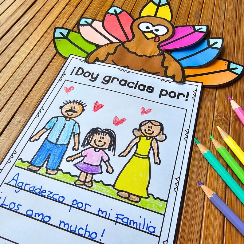 Thankful Turkey - Spanish Thanksgiving Crafts & Gratitude Activities ...