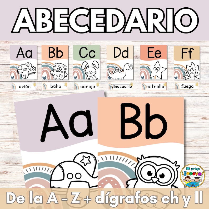 Boho Rainbow Alphabet Posters in Spanish – Carteles del Abecedario para ...