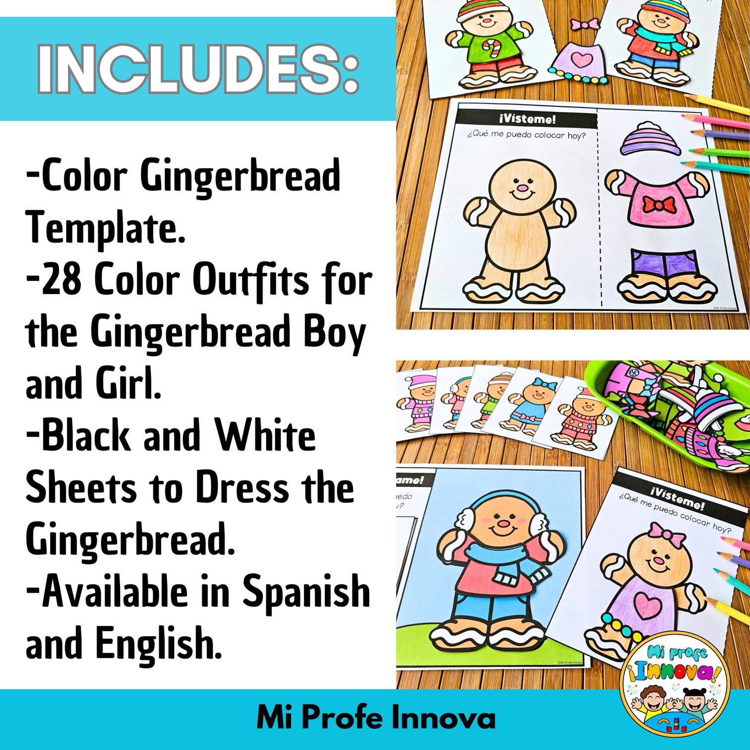The Gingerbread Girl & Boy Activities - Bilingual Center and Craft ...