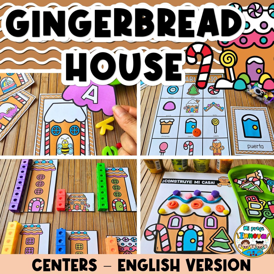 Christmas Gingerbread House Printables and Centers for Preschool ...