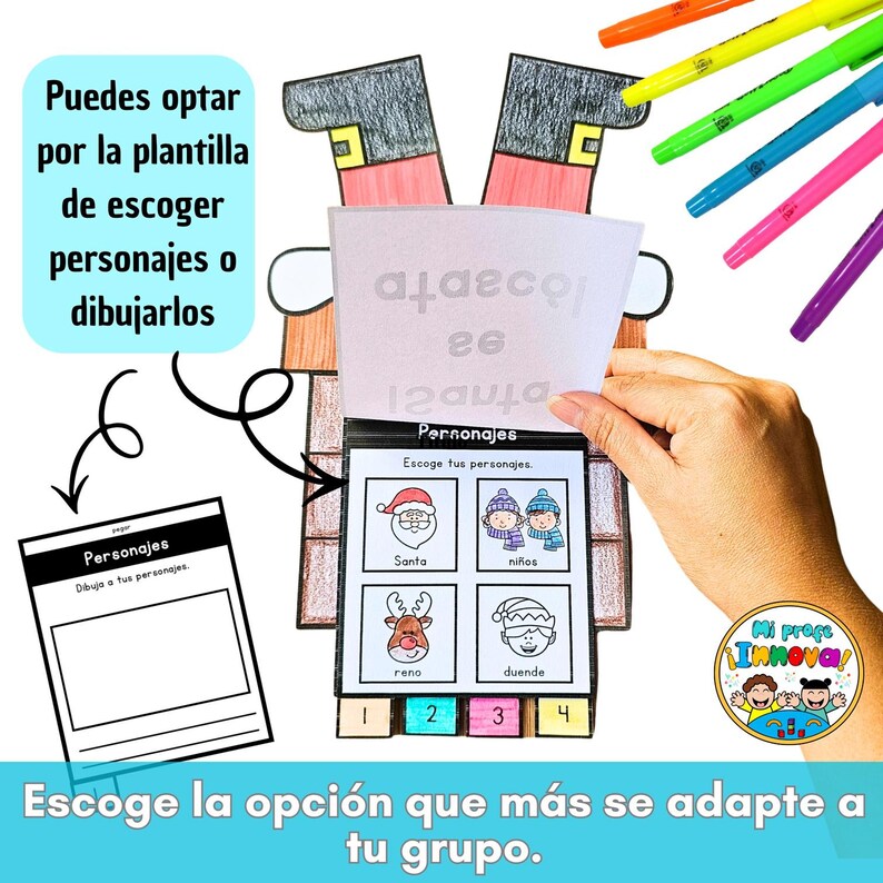 Christmas Craft in Spanish – Santa Stuck in the Chimney – Writing Activity Printable for ...