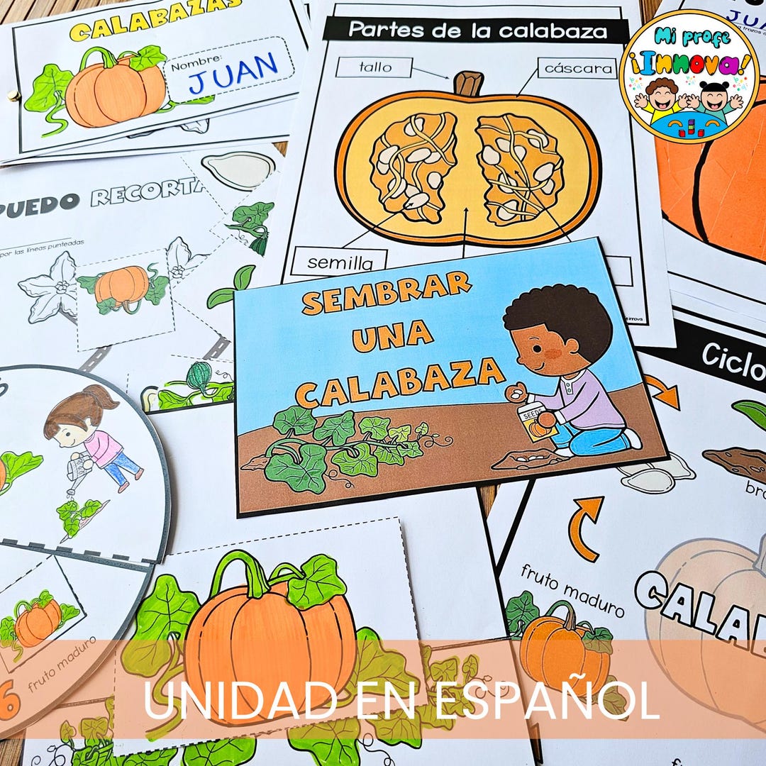 Calabazas - Spanish Pumpkin Unit Study: Life Cycle, Math, Reading, Fine ...