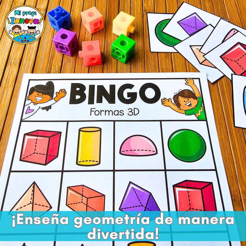 3D Shapes Bingo Game - Cards in Spanish - Printable for Preschool ...