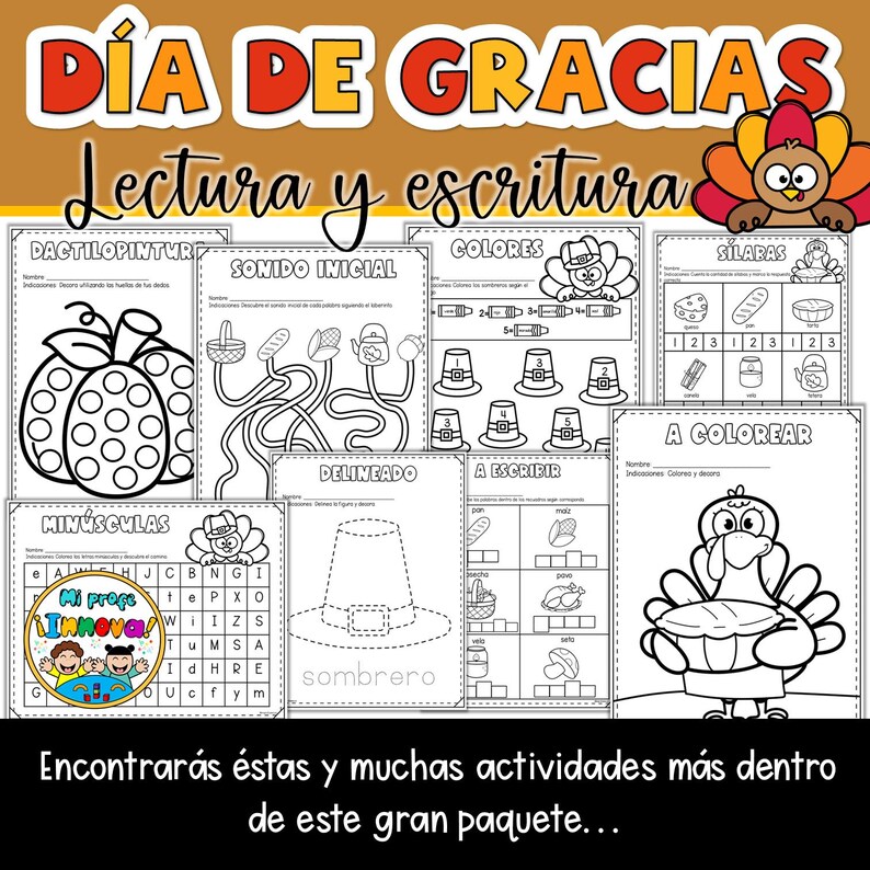 Spanish Thanksgiving Printable for Kids - Worksheets , Crafts , Math ...