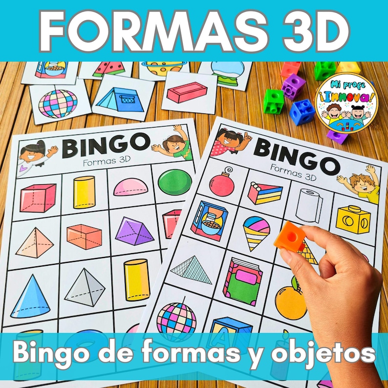 3D Shapes Bingo Game - Cards in Spanish - Printable for Preschool ...