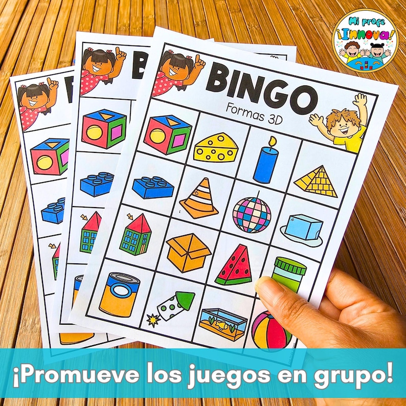 3D Shapes Bingo Game - Cards in Spanish - Printable for Preschool ...