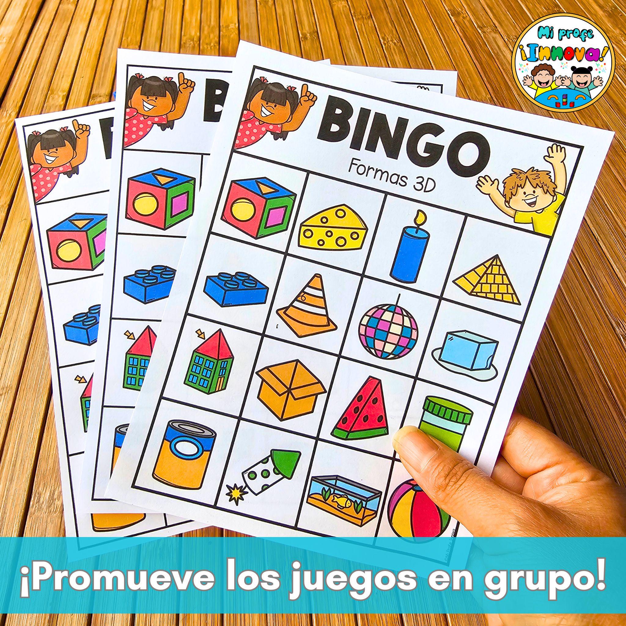 3D Shapes Bingo Game - Cards in Spanish - Printable for Preschool ...