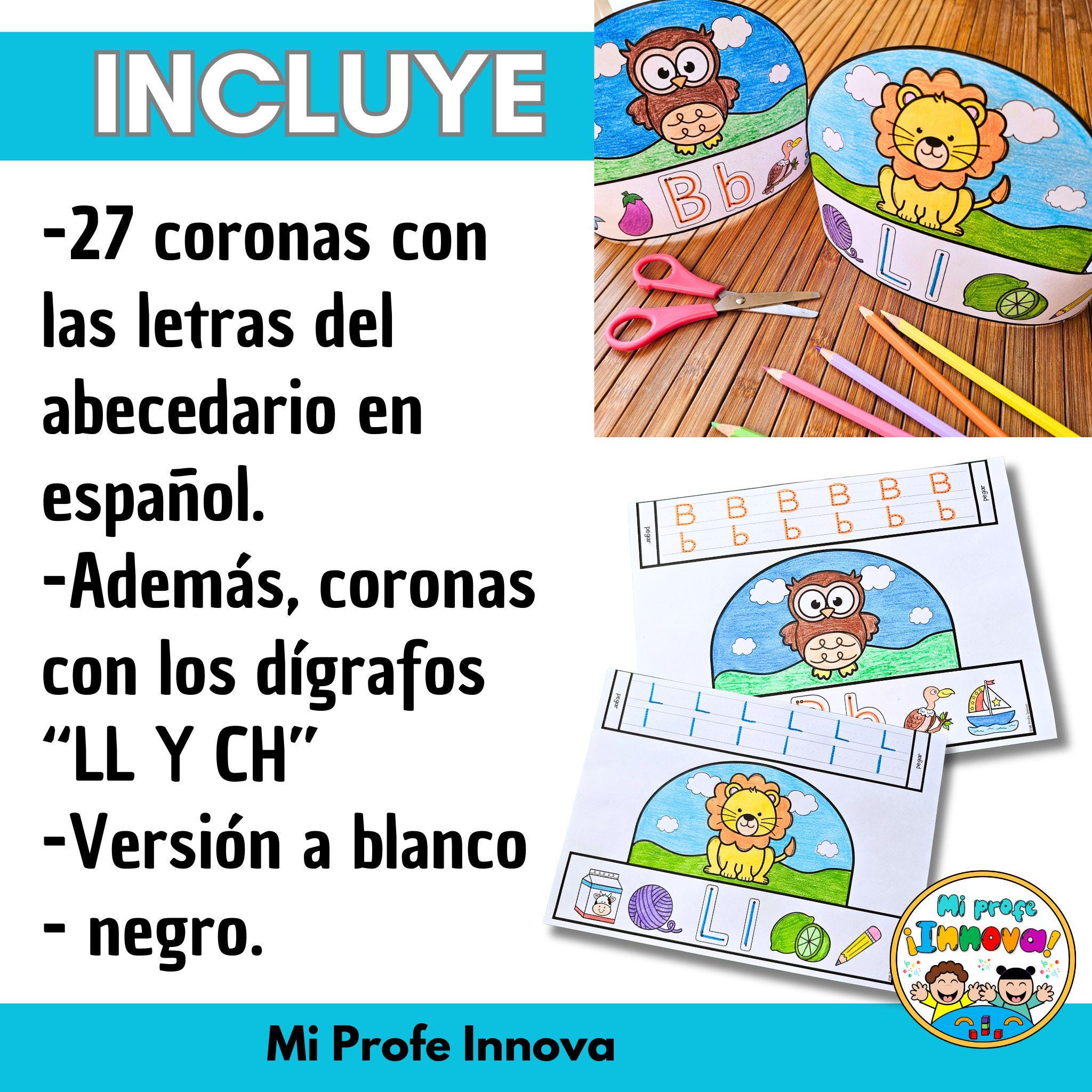 Coronas Imprimibles Del Abecedario En Español - Spanish Alphabet Crowns ...