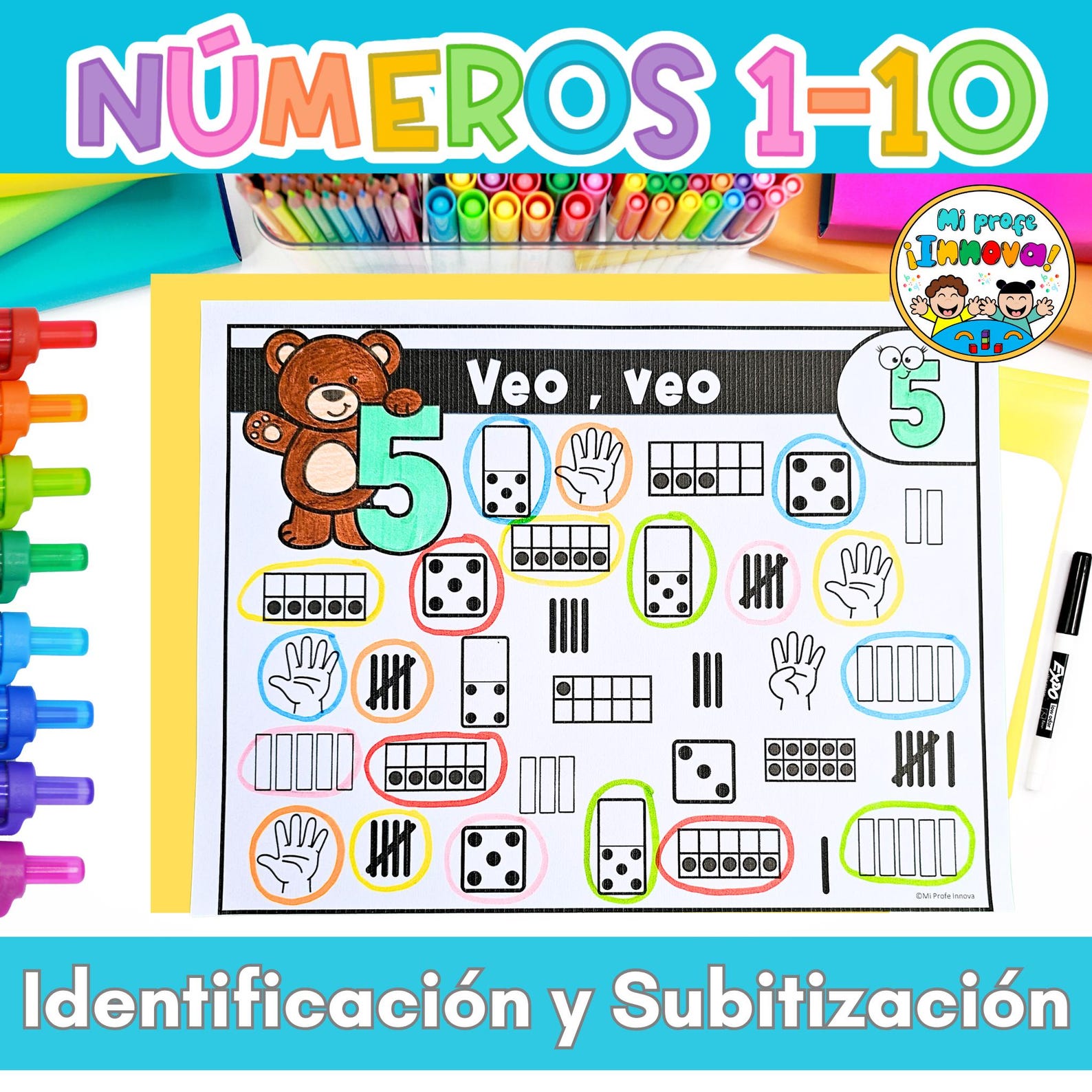 Los Números Del 1 Al 10 - I Spy Subitizing Worksheets in Spanish ...