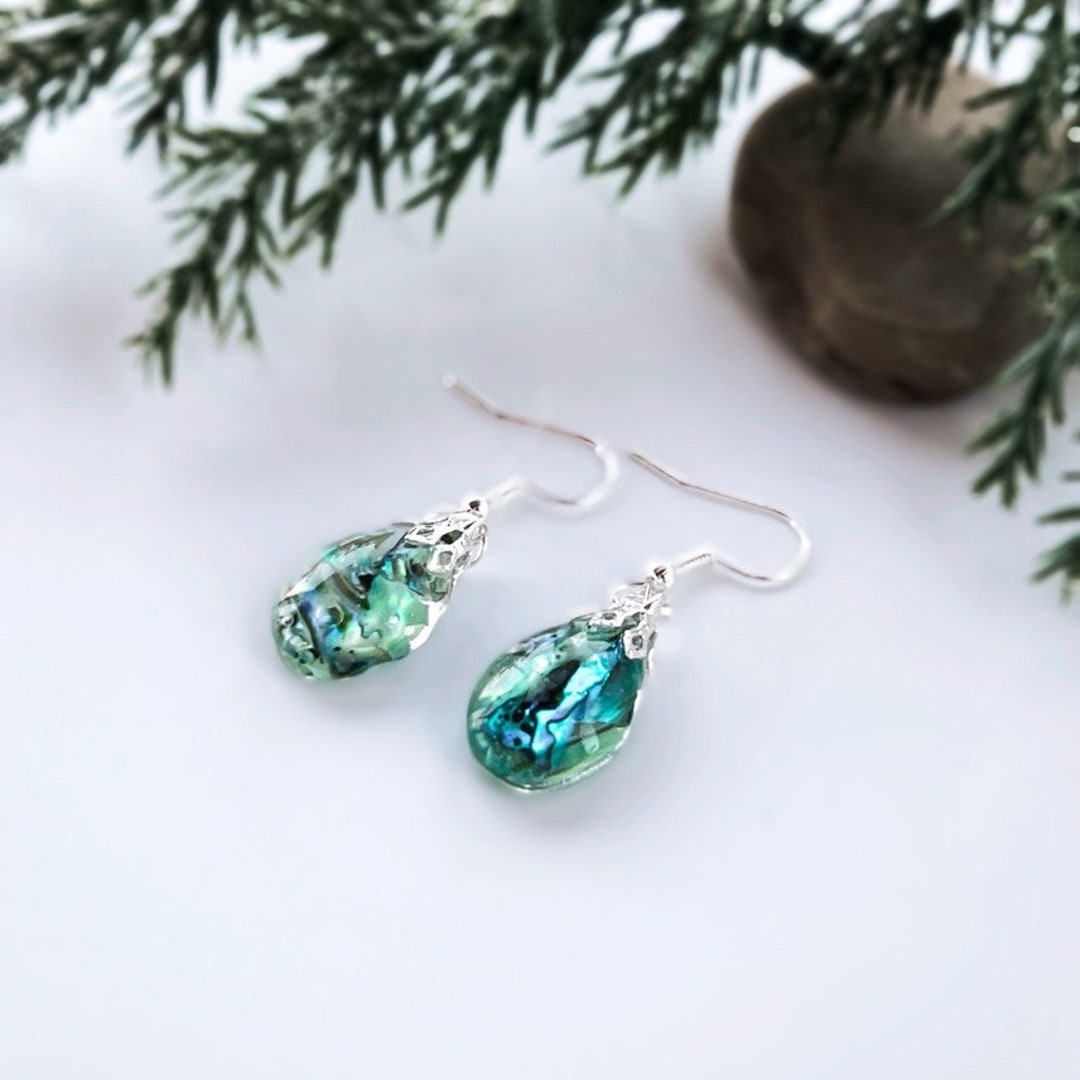 New Turquoise Shimmer Abalone Drop Earrings Elegant Abalone - Etsy