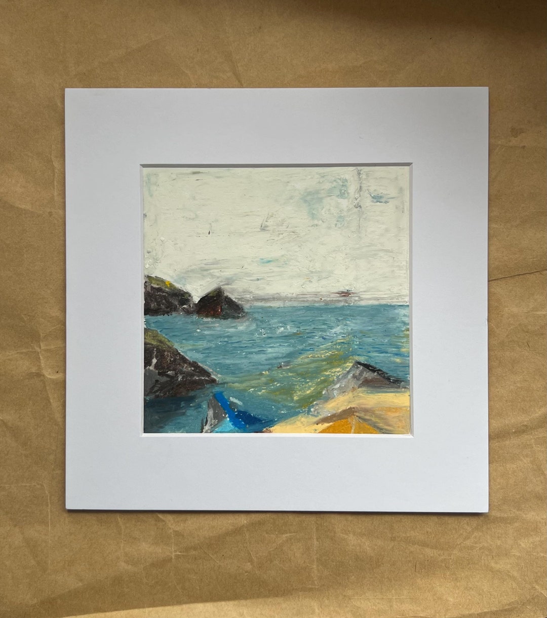 ROCK POOLS Original Mounted Oil Pastel, Coastal Landscape - Etsy