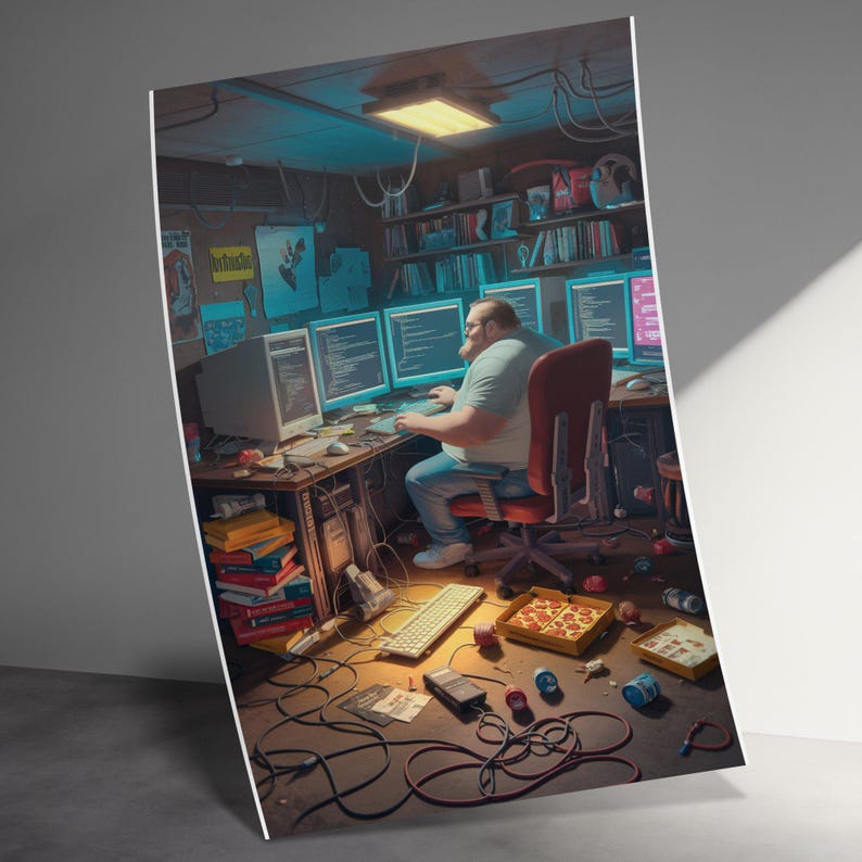 Funny Programmer Office Wall Art, Retro Computer Science Poster, Geek ...