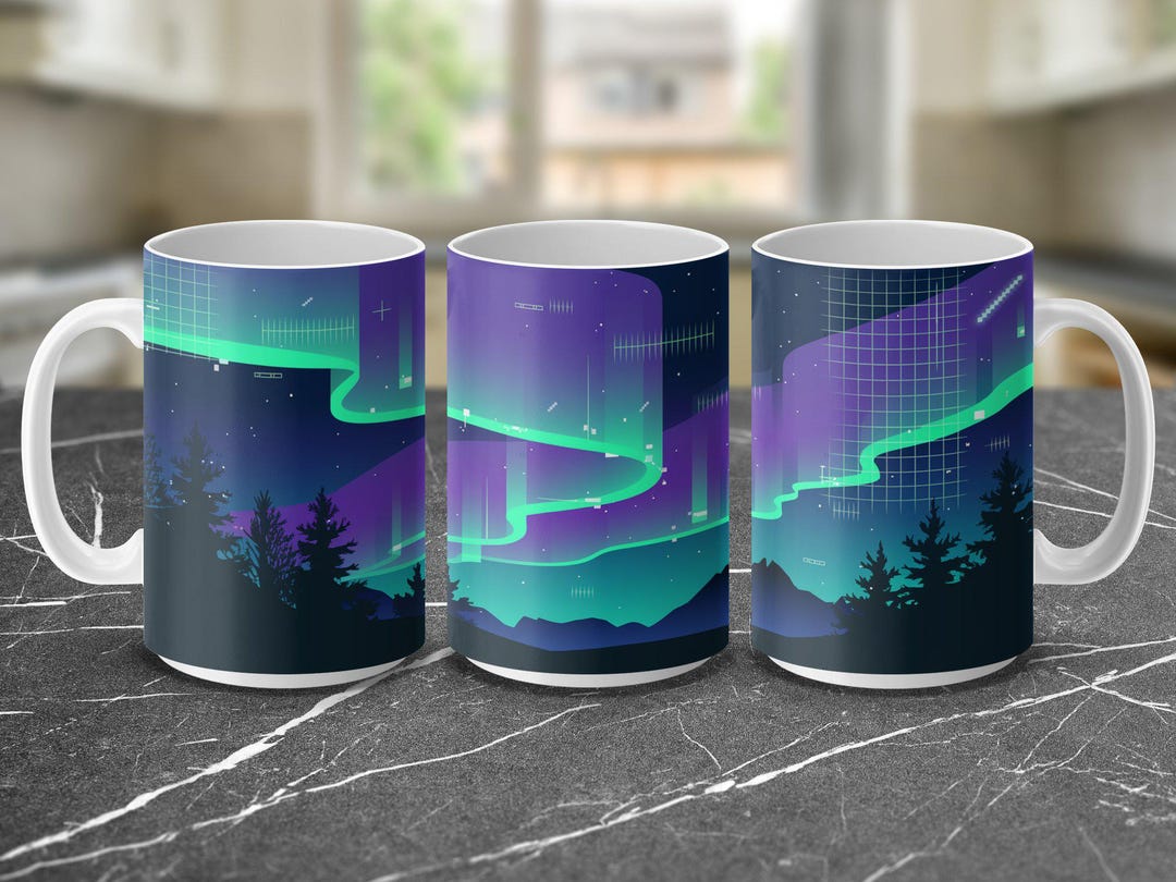 Northern Lights Mug, Nature Themed Mug for Tech Savvy Individuals ...