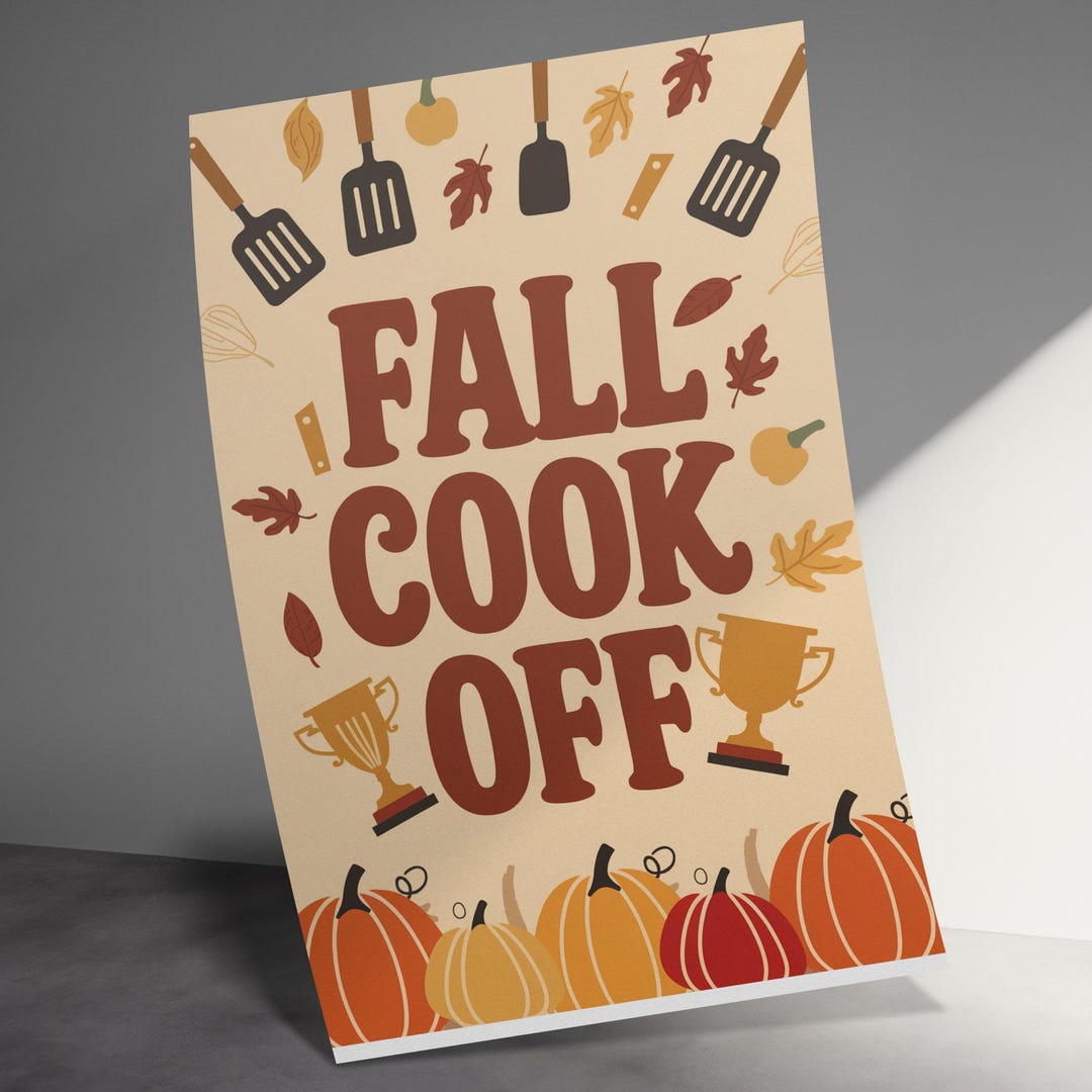Fall Cook off Poster Halloween Elements Autumn Decorations Kitchen Art ...