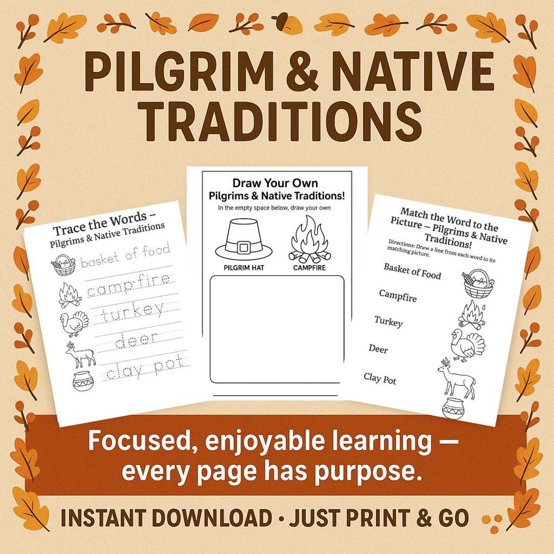 Preschool Worksheets for Calm & Focused Learning – Pilgrim and Native ...