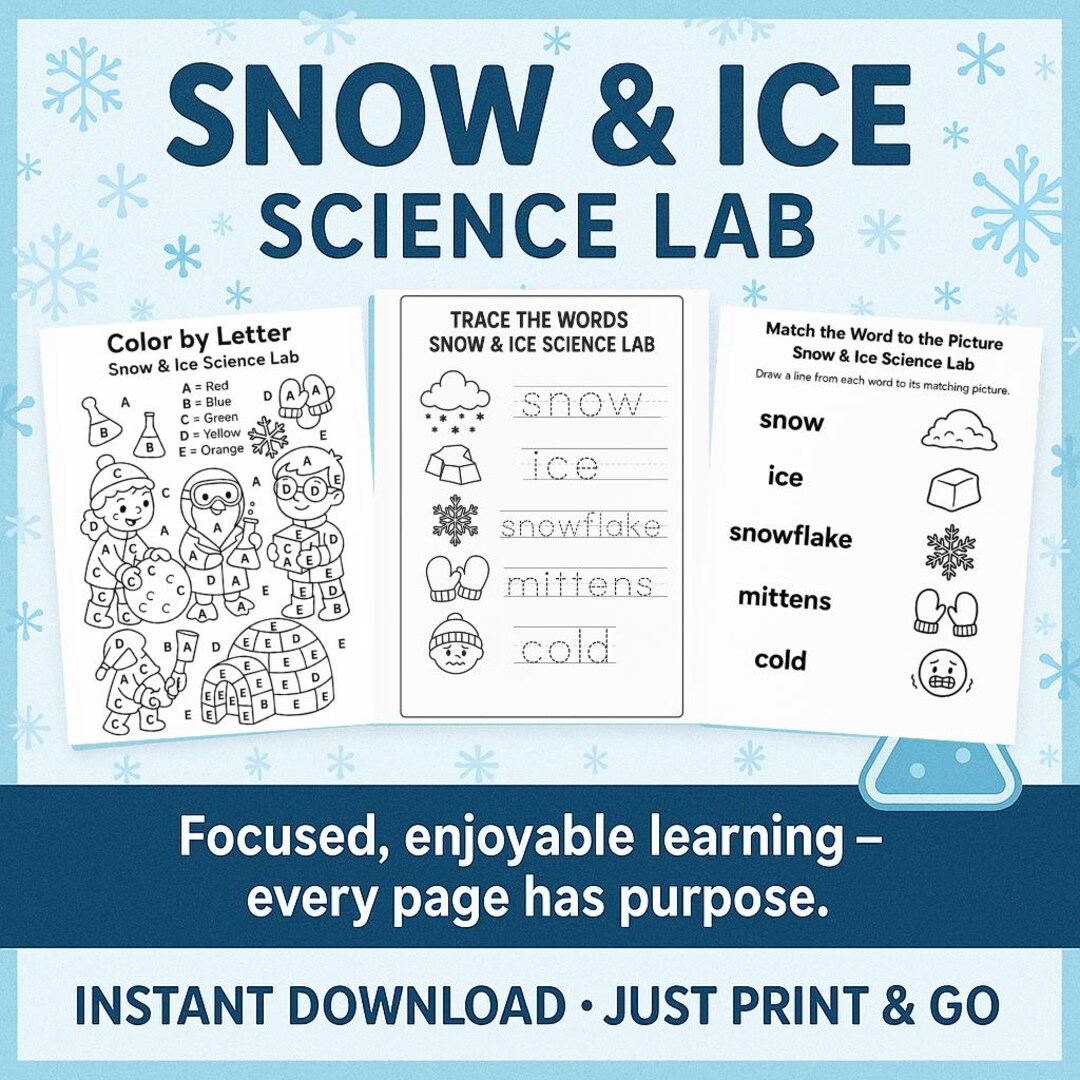 Preschool Worksheets for Calm Learning | Snow & Ice Science Lab ...