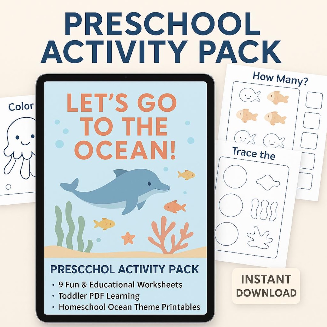 Ocean Preschool Printable Bundle | 9 Fun Sea Animal Worksheets for Kids ...