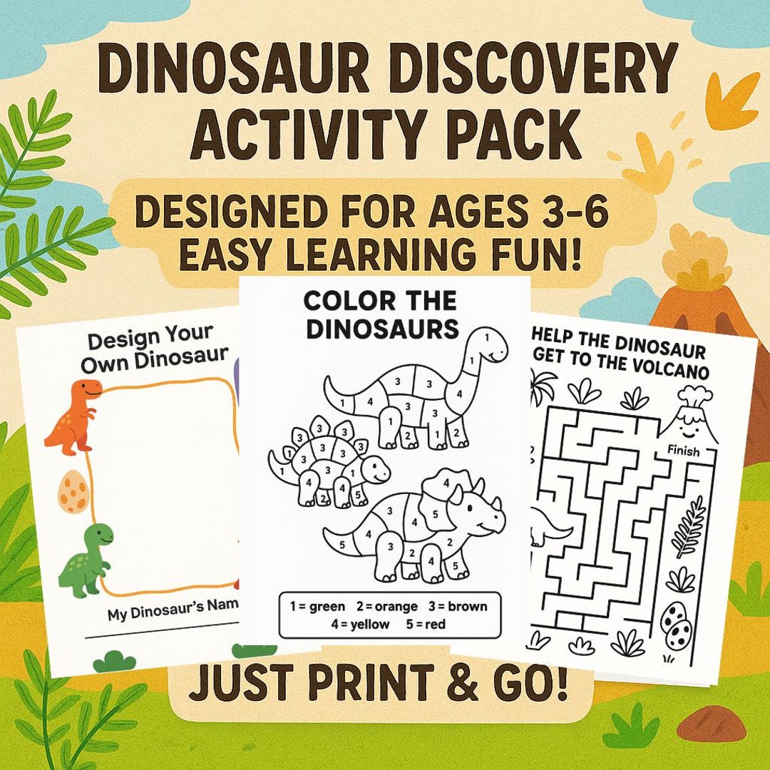 Mini Dinosaur Activity Pack for Preschool | 3 Printable Worksheets ...