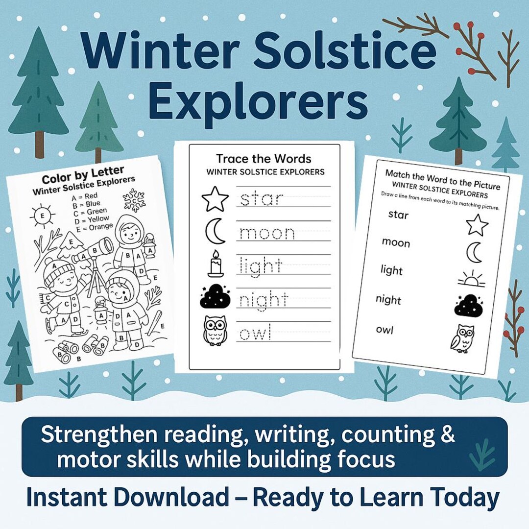 Preschool Worksheets for Focused Learning Skills | Winter Solstice ...