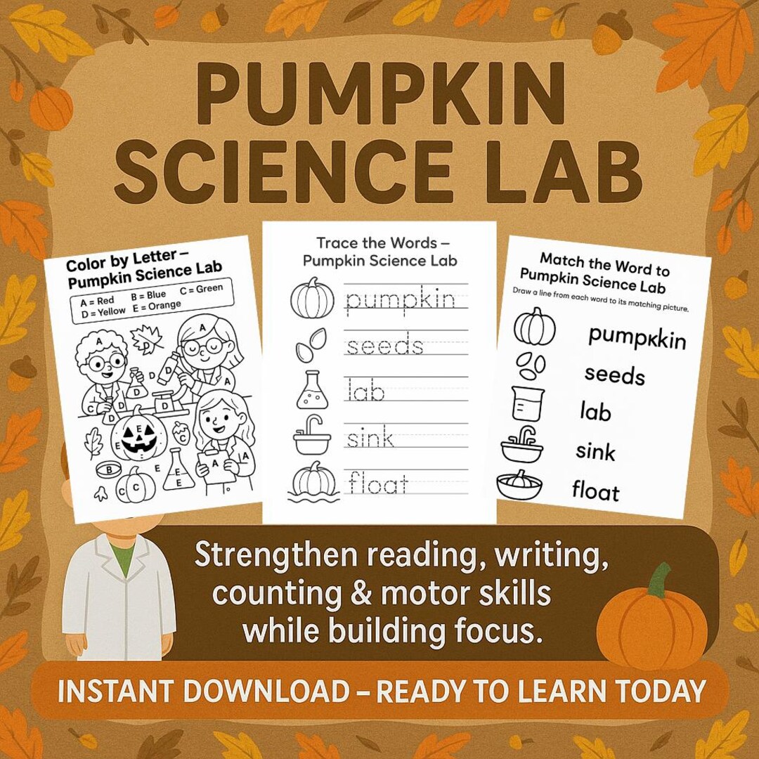 Preschool Worksheets for Skill-building & Focus | Pumpkin Science Lab ...