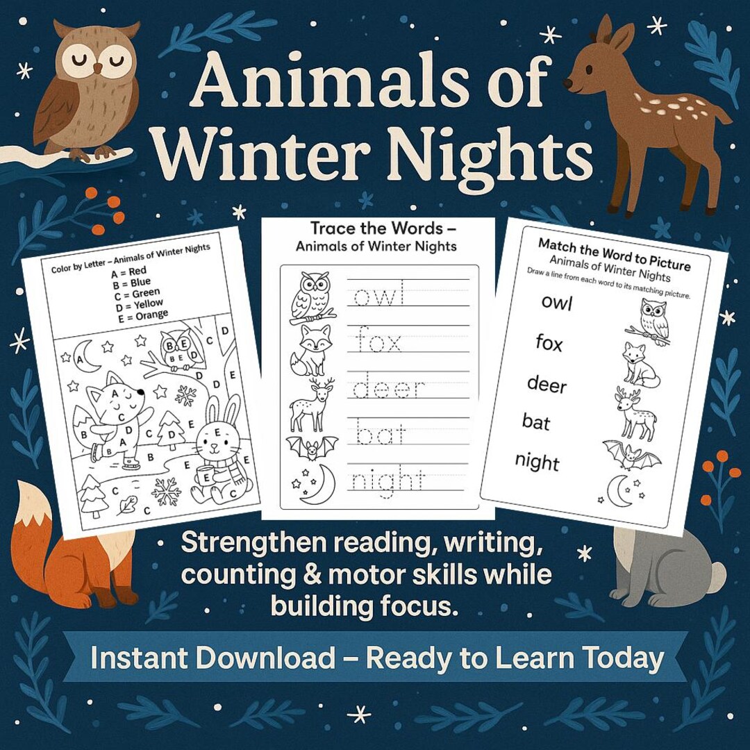 Preschool Activity Pack for Early Learning Success | Animals of Winter ...
