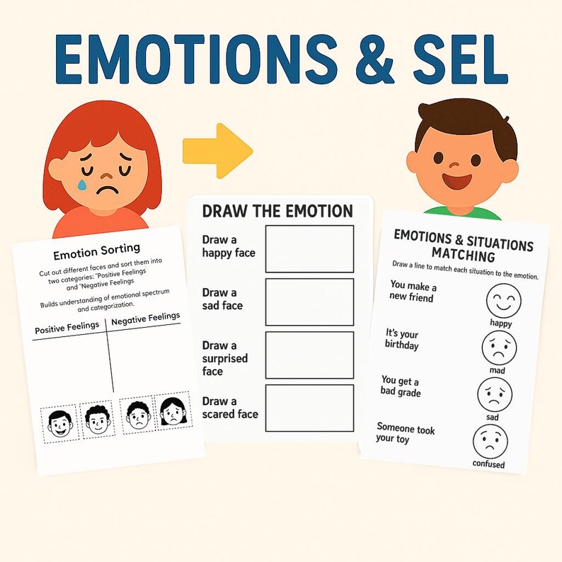 Back to School Emotions Worksheets for Preschool | Feelings Printable ...