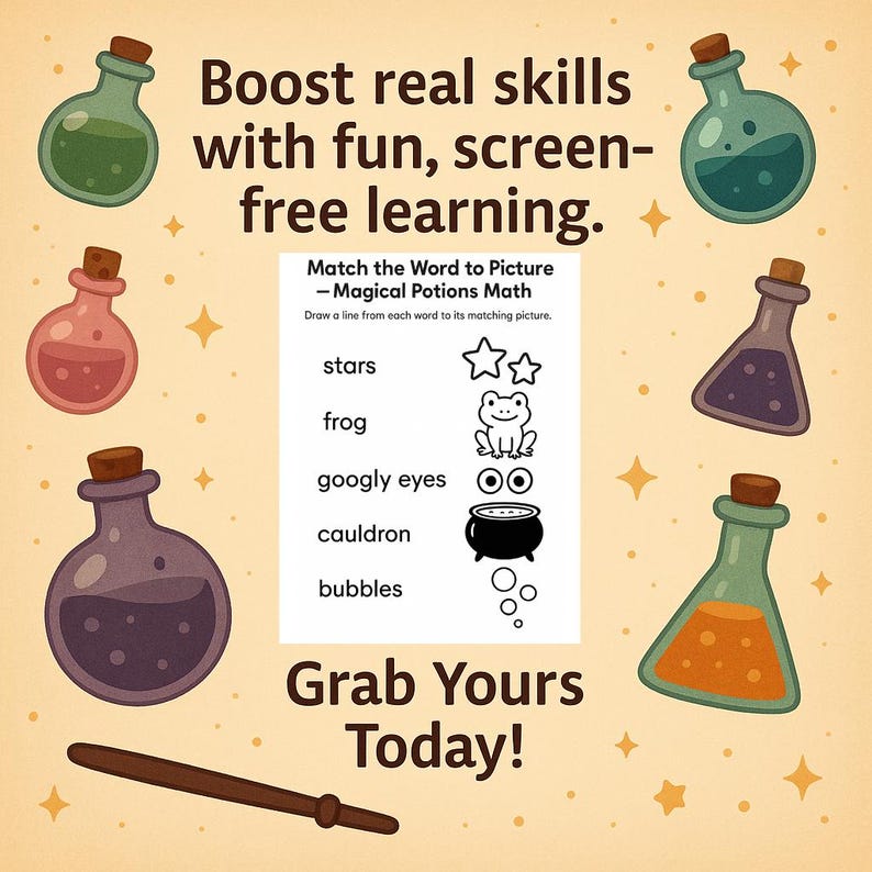 Preschool Worksheets for Early Math & Literacy – Magical Potions Theme ...