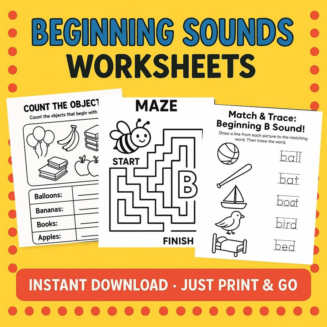Beginning Sounds Letter B Worksheets – 3 Pages | Preschool Phonics Pack ...