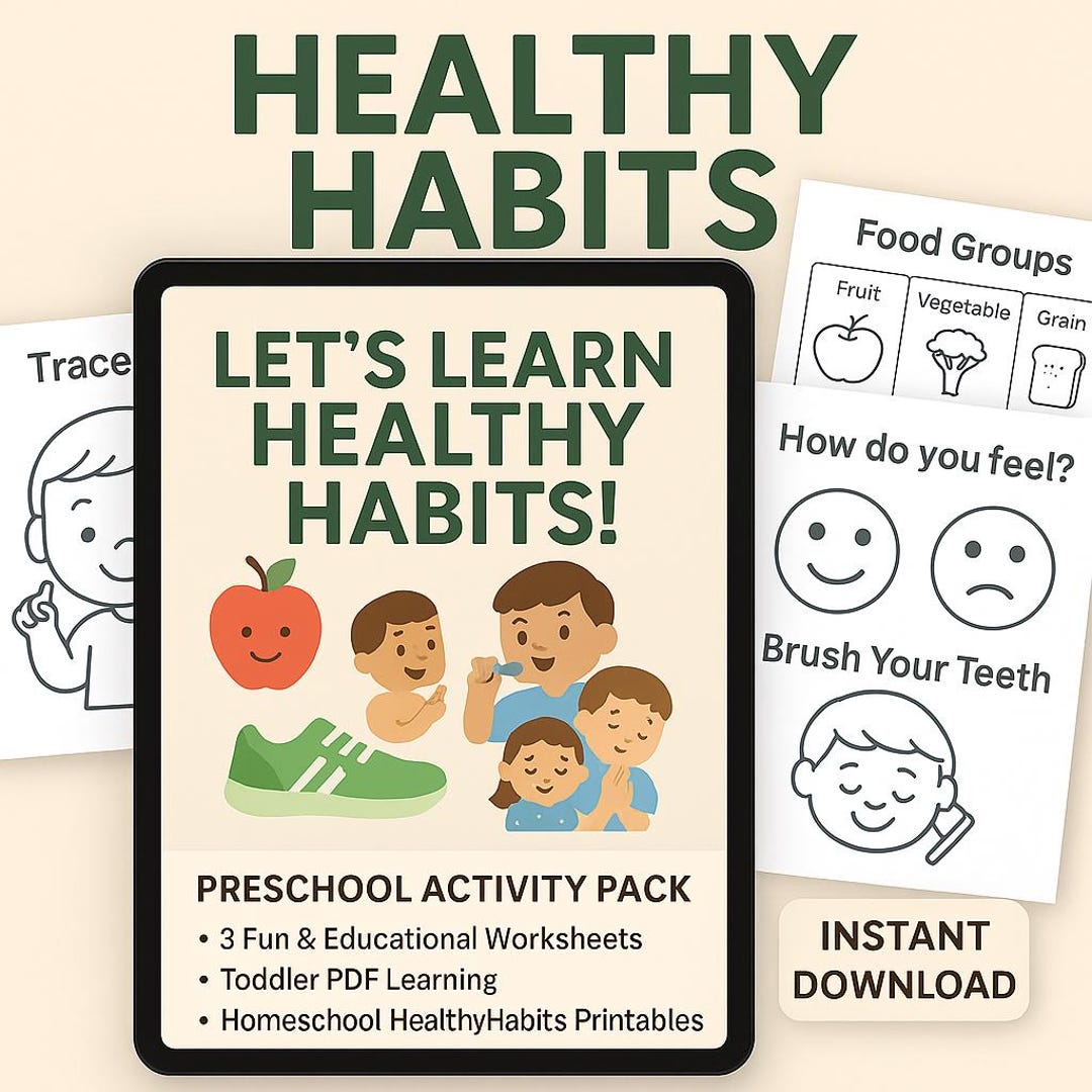 Healthy Habits Worksheets for Preschool | Free Draw, Food Sorting ...
