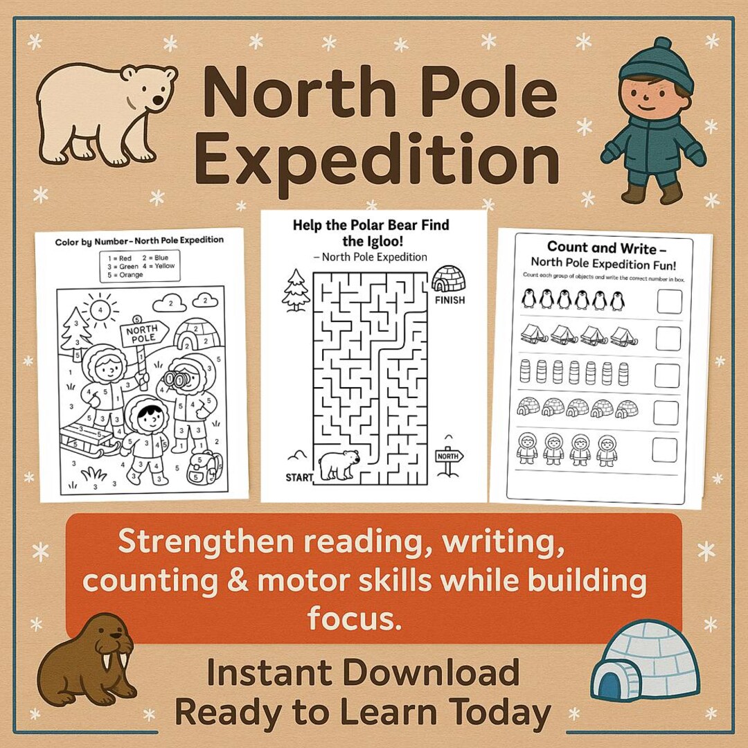 Preschool Worksheets for Early Learning Success | North Pole Expedition ...