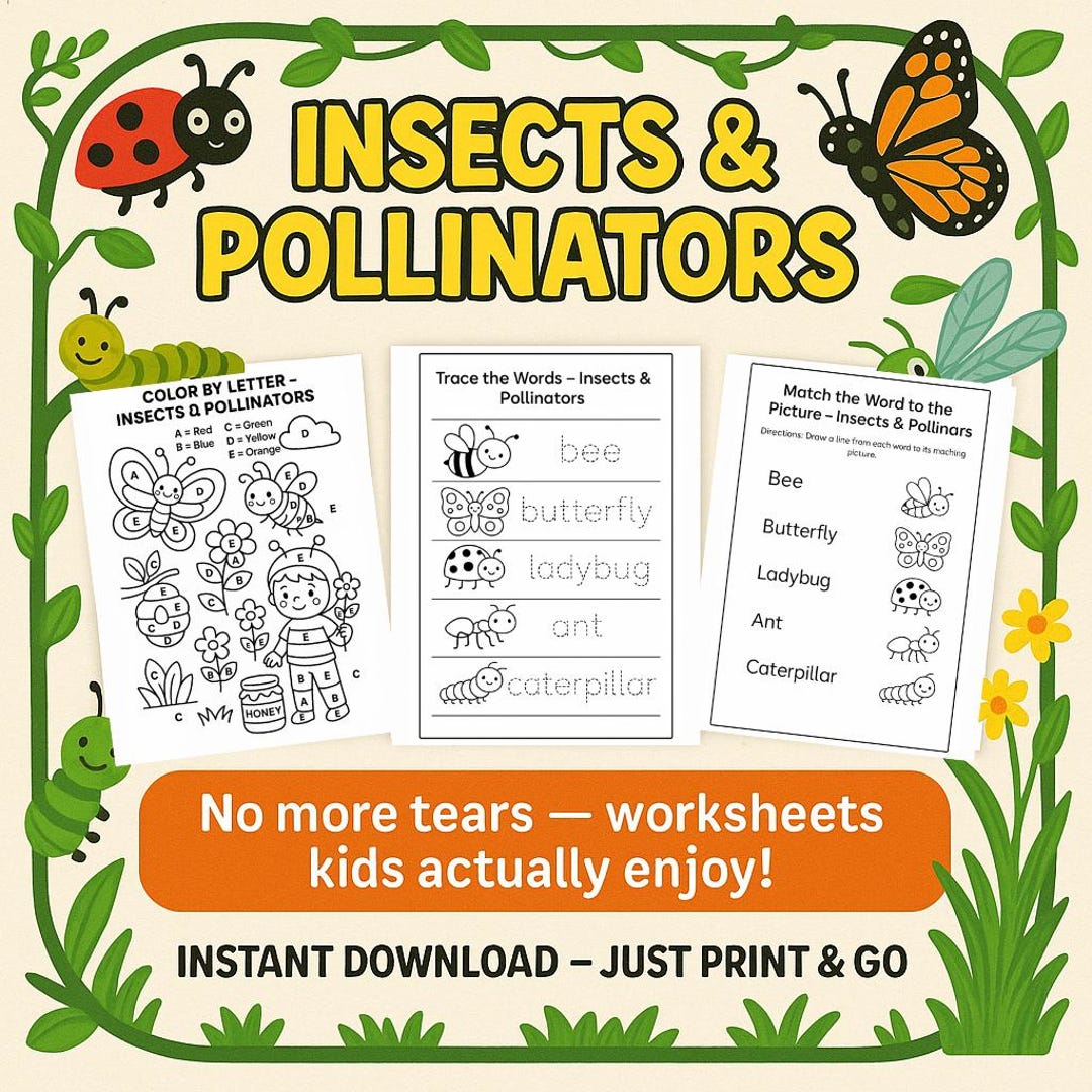 Preschool Worksheets for Early Literacy and Counting | Insects ...