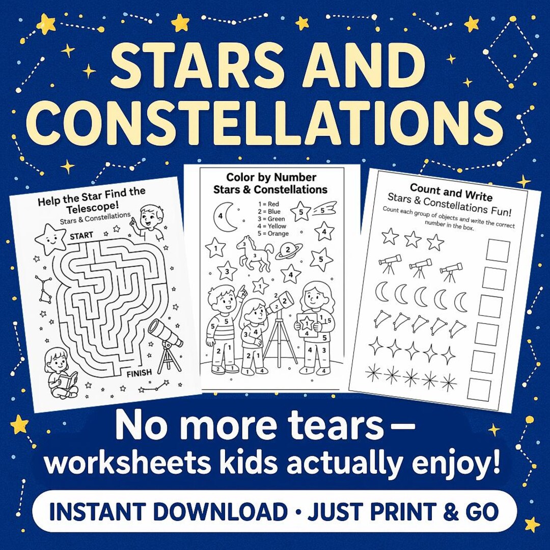 Preschool Worksheets for Early Skills – Stars & Constellations ...