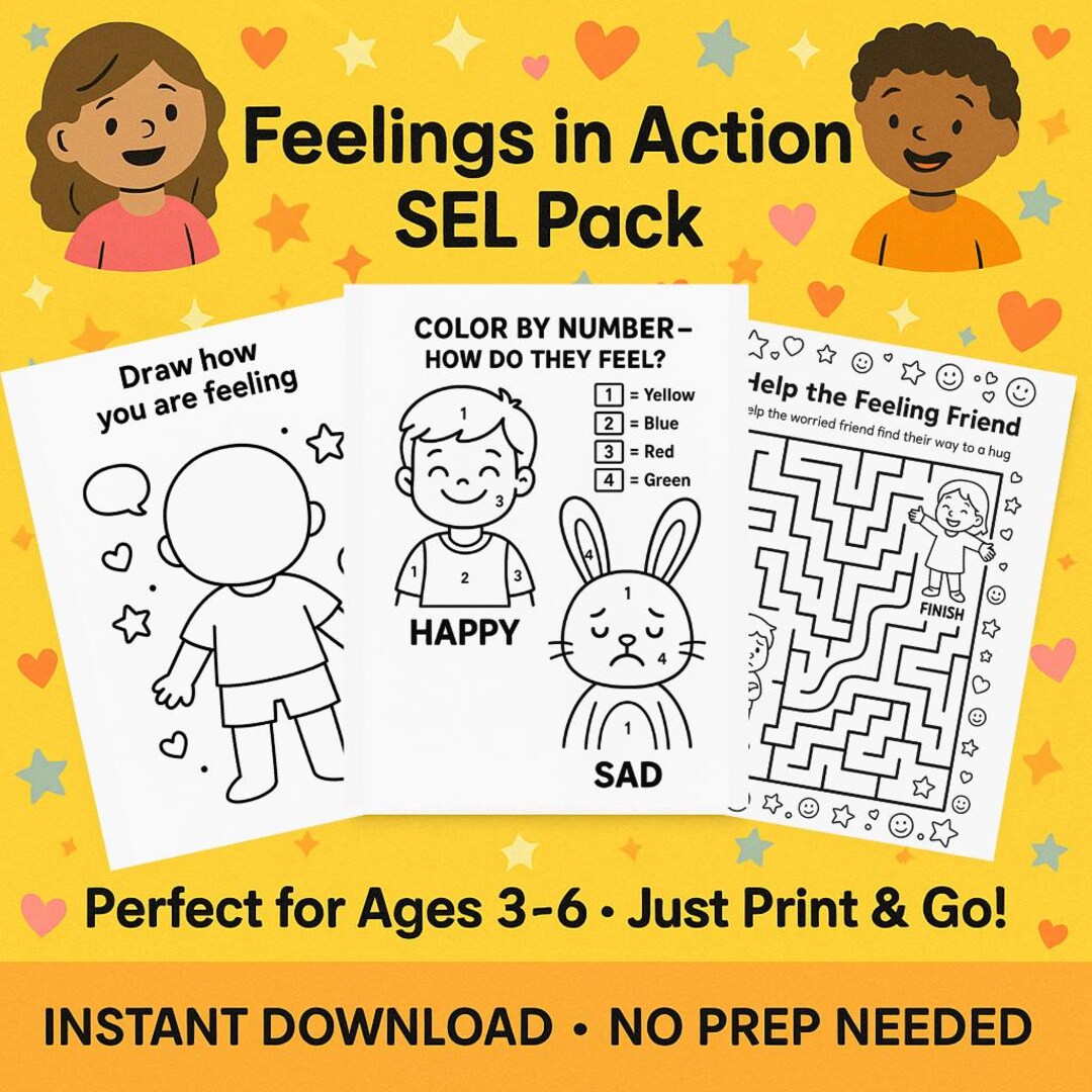 Feelings in Action SEL Pack | Preschool Emotions Activities | Tracing ...
