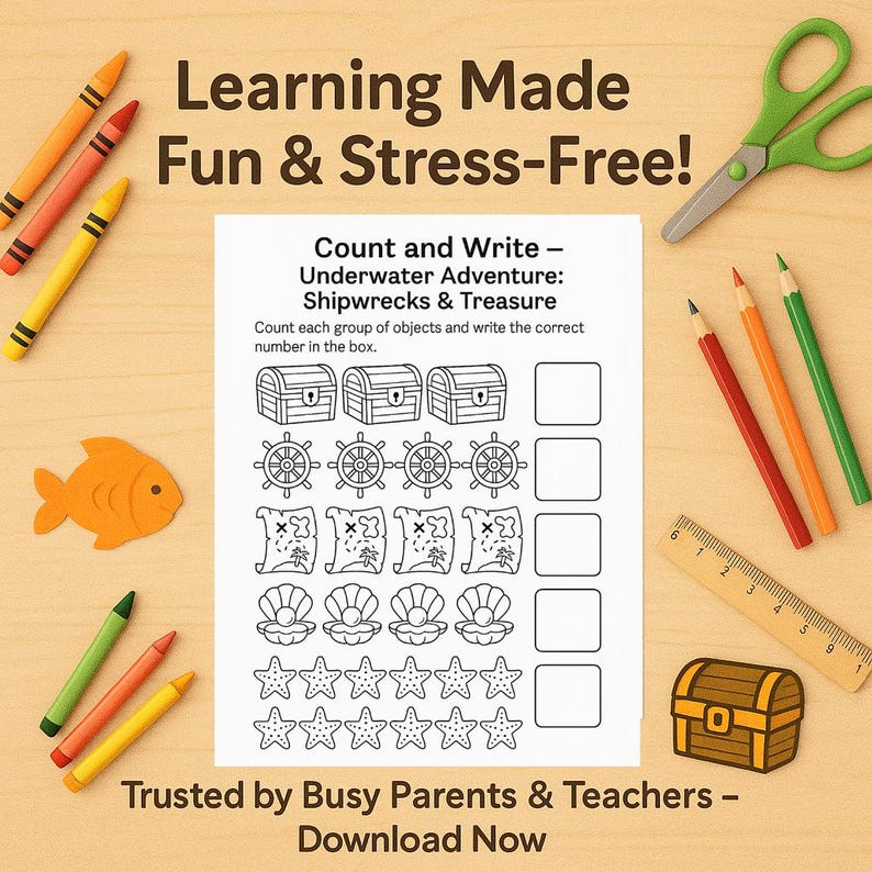 Underwater Adventure Preschool Worksheets | 3 Printable Activities for ...