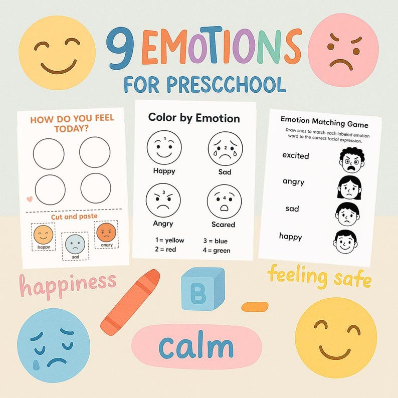 Back to School Emotions Worksheets for Preschool | Feelings Printable ...