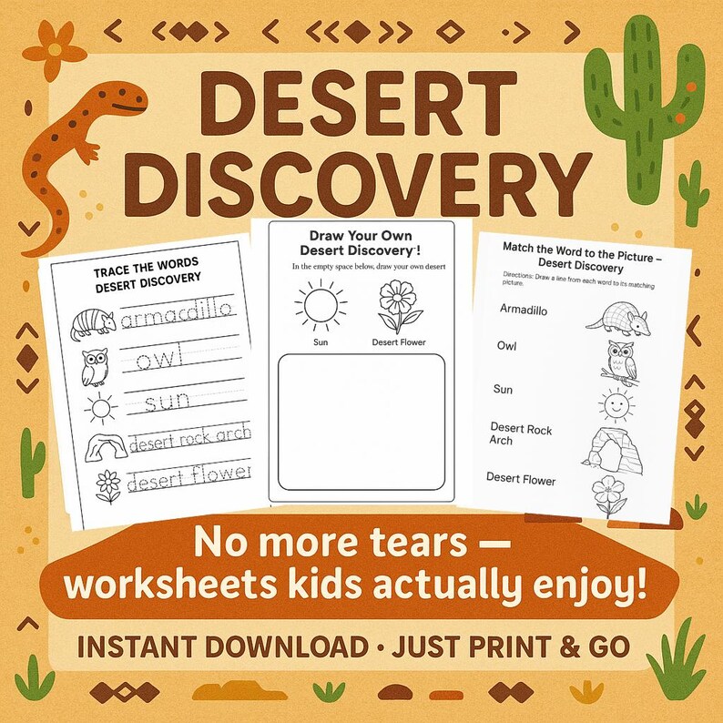 Preschool Worksheets for Early Learning | Desert Discovery Activities ...